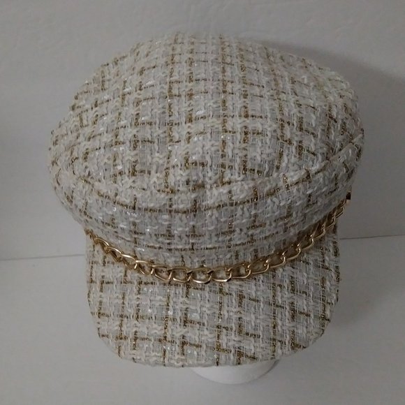 Marcus Adler | Accessories | Marcus Adler Ivory Gold Chain And Thread Newsboy Hat | Poshmark